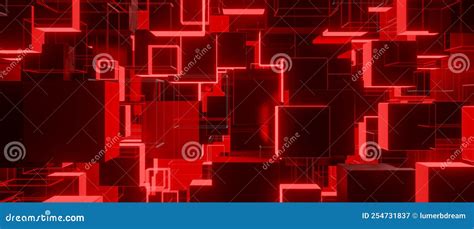 red abstract background of light squares 3d render stock illustration