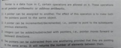 Solved Pointer Is A Data Type In C Certain Operations Are