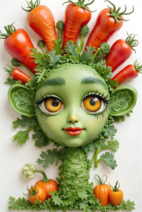 A Fantastical Veggie Queen Portrait Her Face And Hair Crafted From