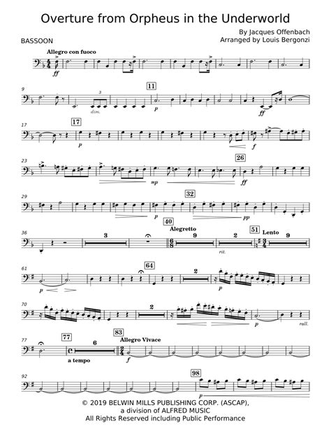 Overture From Orpheus In The Underworld Jacques Offenbach Sheet Music