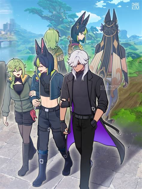 Tighnari Cyno And Collei Genshin Impact Drawn By Dherekim Danbooru