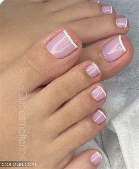 مدل فرنچ ناخن پا 2023 با رنگ های جیغ و ملایم مناسب عروس خانم ها و