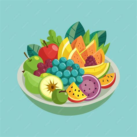 Un Plato De Fruta Con Una Imagen De Una Fruta En él Vector Premium