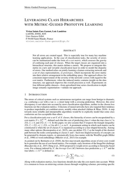 Pdf Leveraging Class Hierarchies With Metric Guided Prototype Learning