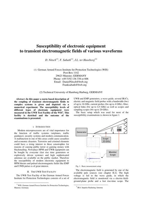 Pdf Susceptibility Of Electronic Equipment To Transient