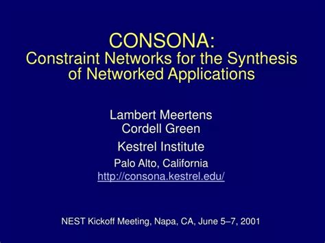 Ppt Consona Constraint Networks For The Synthesis Of Networked