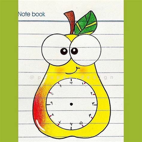 نقاشی حاشیه دفتر ریاضی با طرح ساعت ویژه دانش آموزان باهوش و زرنگ