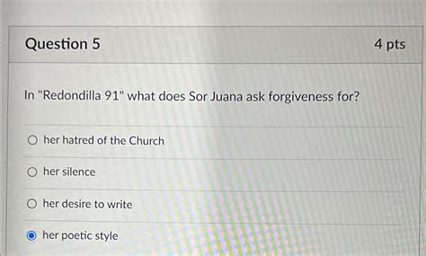 Solved Question 54 PtsIn Redondilla 91 What Does Sor Chegg Com