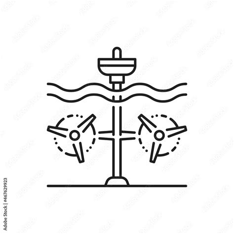 Wave Station Alternative Energy Source Isolated Thin Line Icon Vector Hydro Energy Generation