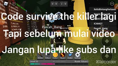 Code Survive The Killer YouTube