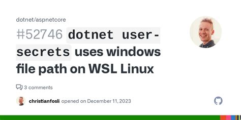 `dotnet User Secrets` Uses Windows File Path On Wsl Linux · Issue 52746 · Dotnetaspnetcore