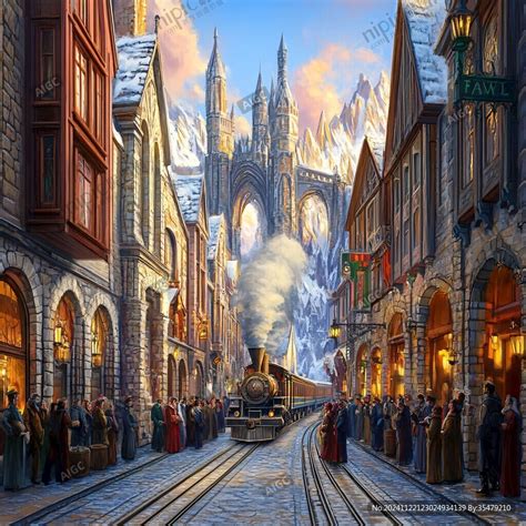 Ai创作图冬季环球影城 魔法世界火车 华谊兄弟电影世界 环球影视城 哈利魔法火车 环球影视乐园 华纳兄弟电影世界 欧式小外人街景 霍格沃兹环球影城城堡 童话之路沿线城市 哈利波特的魔法世界 华