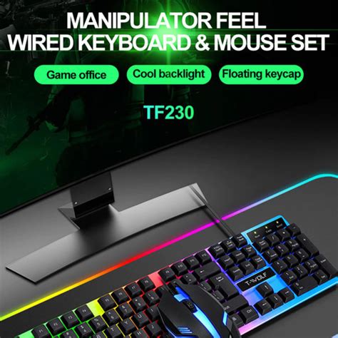 T Wolf Tf230 Rainbow Led Gaming Keyboard And Mouse Wired Keyboard And Mouse Gaming Set Lazada Ph