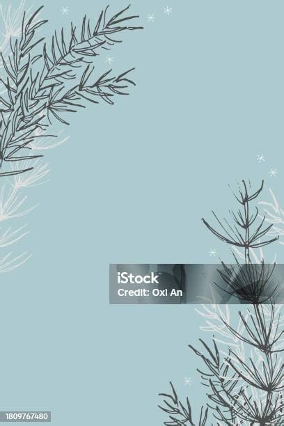 텍스트에 대 한 전나무 가지와 수직 배경 손으로 그린 벡터 일러스트 레이 션 Boho 장식 축하를 위한 식물 축제 동기 부여 겨울 방학 새해 카드 웹을 위한 크리스마스 배경