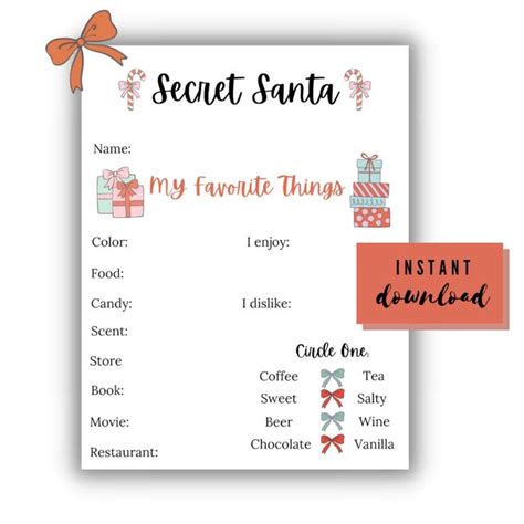 Printable Cute Secret Santa Template