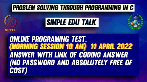 problem solving through programming in c 11 april morning session