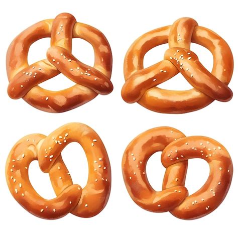Pretzel Set Png Image Isolated White Object Premium Ai Generated Image