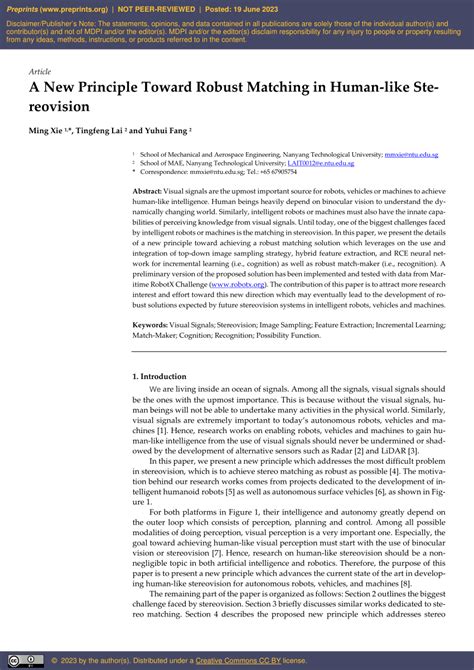 Pdf A New Principle Toward Robust Matching In Human Like Stereovision