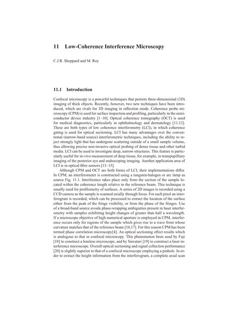 Pdf Low Coherence Interference Microscopy