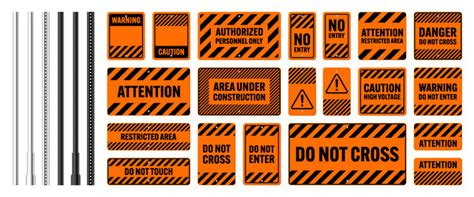 Warning Danger Signs Attention Banners Royalty Free Vector