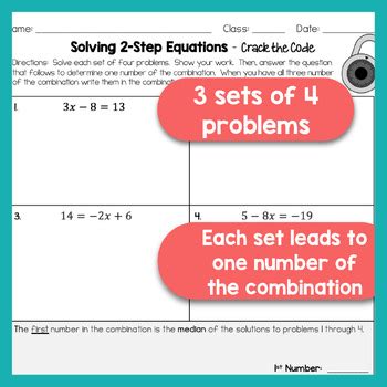 Solving Two Step Linear Equations Crack The Code Activity By Positive Slope