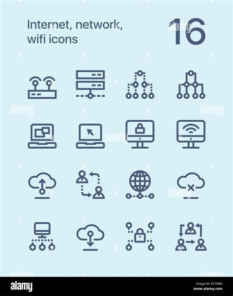 Outline Internet Network Wifi Icons For Web And Mobile Design Pack 2 Stock Vector Image And Art