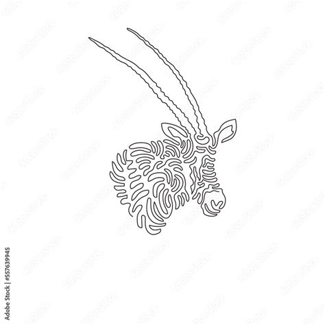 Single Curly One Line Drawing Of Adorable Oryx Abstract Art Continuous Line Draw Graphic Design