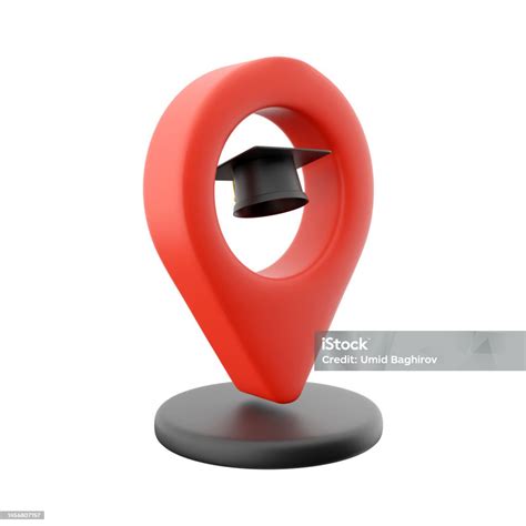 3d 렌더링 교육 모자가 있는 지도 포인터입니다 흰색 배경에 격리된 3d 렌더링 3d 렌더링 지도 포인터 교육 모자 기호 0명에 대한 스톡 사진 및 기타 이미지 Istock