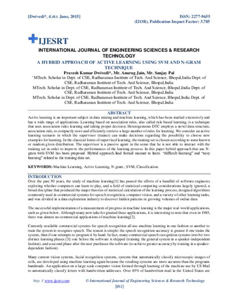 Pdf A Hybrid Approach Of Active Learning Using Svm And N Gram Technique