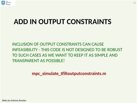 Predictive Control With Constraints 5 5 Gpc With T Filterpptx
