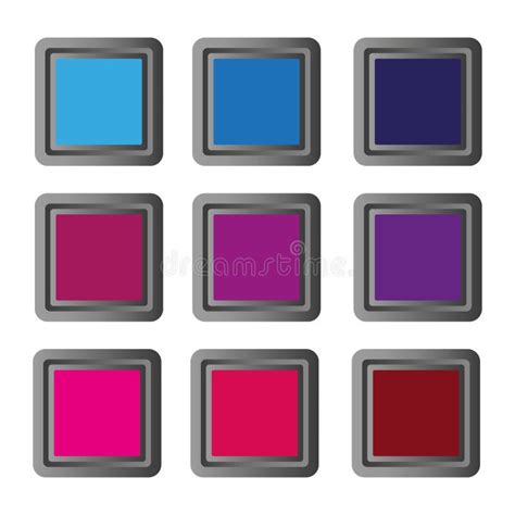 Colorful Square Buttons Set Game Design App Buttons Icons Vector Illustration Stock Vector