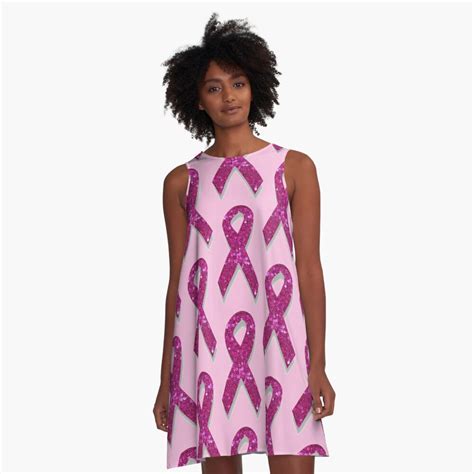 Pink Breast Cancer Awareness Ribbon A Line Dress For Sale By