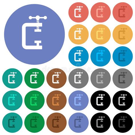 Empty Vice Clamp Solid Round Flat Multi Colored Icons Stock Vector