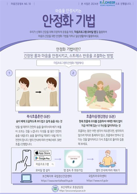 효원상담원 마음건강정보 No10 안정화기법 안내복식호흡훈련 호흡마음챙김명상 자유홍보 부산대 학생 커뮤니티 마이피누
