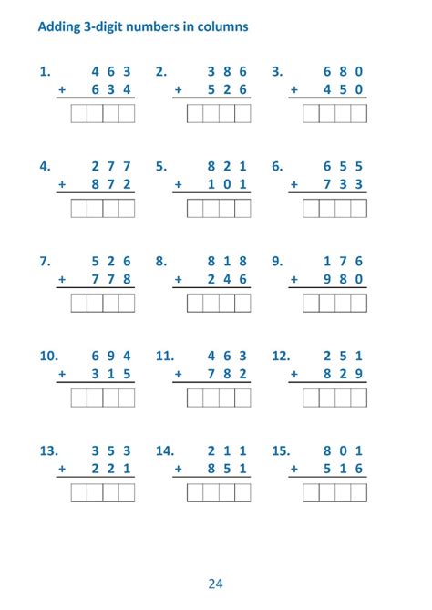 Sum Skill Adding Digit Numbers In Columns With Answer Pages Etsy
