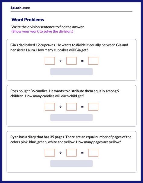 use multiplication to solve division word problems math worksheets splashlearn