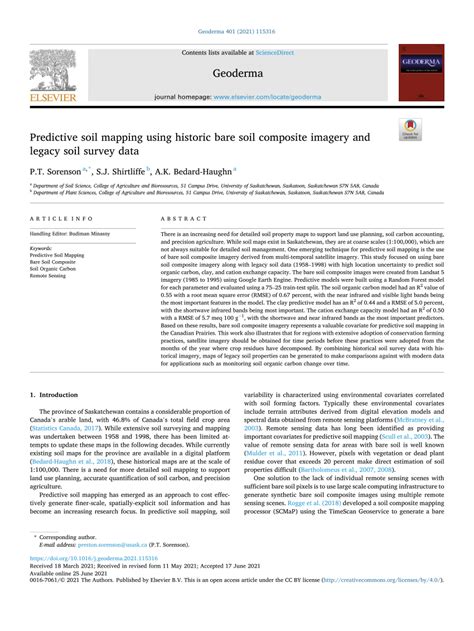 Pdf Predictive Soil Mapping Using Historic Bare Soil Composite Imagery And Legacy Soil Survey Data