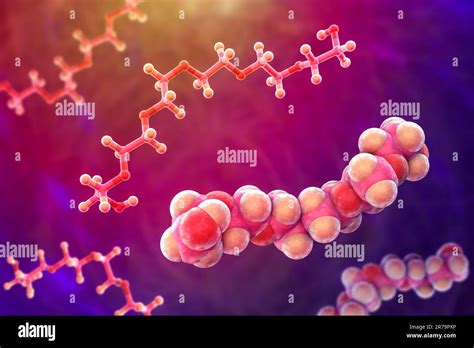 Polyethylene Glycol Peg Hexaethylene Glycol Molecule 3d