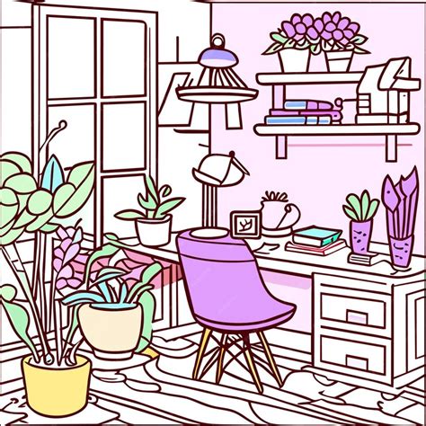 Premium Vector Coloring Page Table And Chair Furniture And Room Interior