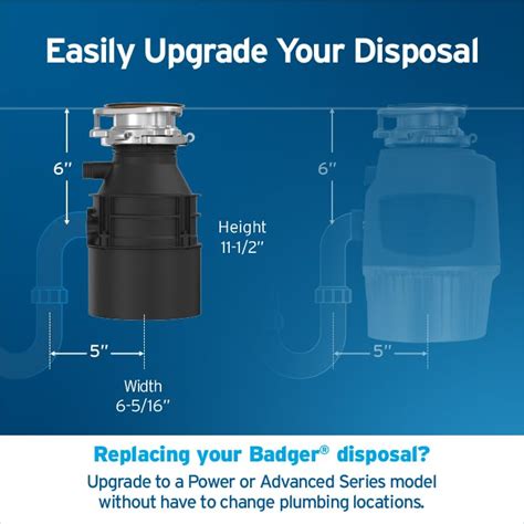 Insinkerator Garbage Disposal With Power Cord Badger 1 Standard Series 1 3 Hp Continuous Feed