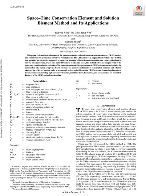 Pdf Space Time Conservation Element And Solution Element Method And Its Applications