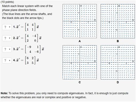 solved 10 points match each linear system with one of the