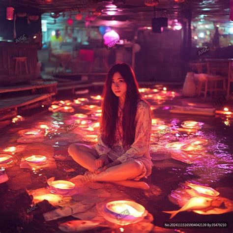 Ai创作图梦幻灯池 少女许愿池 游泳馆写真 微光人像 鱼与少女 池底精灵 水景人像 元宵节灯笼下 夜景人像 弱光人像 池边美人 梦幻人像 小女孩抱河灯 人像写真 玩水少女 昵图网