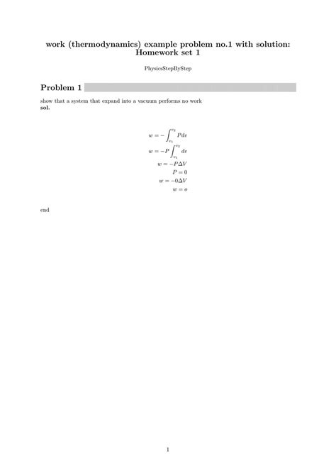 First Law Of Thermodynamics Example Problem No1 With Solution