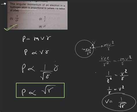 The Angular Momentum Of An Electron In A Hydrogen Atom Is Proportional To