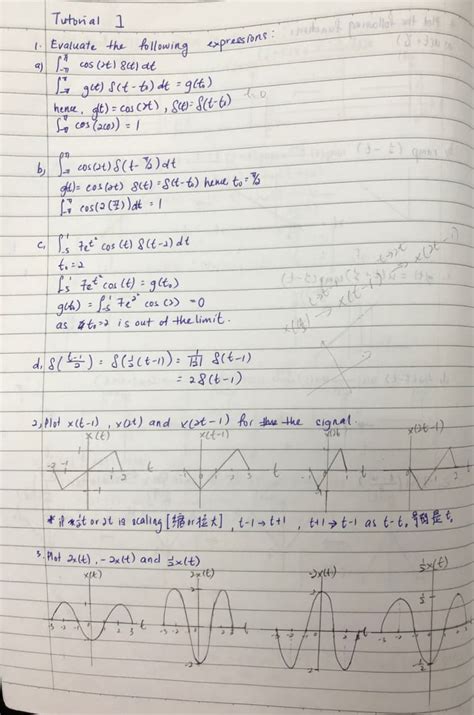 Principles Of Signal And Systems Tutorial 1 Answer Biomedical Electronic Engineering Studocu