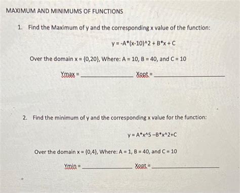 Solved MAXIMUM AND MINIMUMS OF FUNCTIONS Find The Maximum Chegg