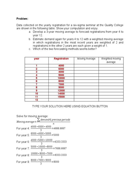Forecasting Exercises Problem Pdf Moving Average Average