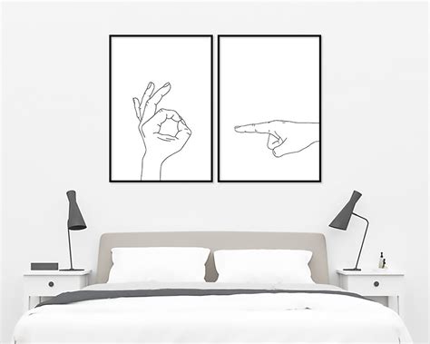 Funny Sex Hand Gestures Sexy Wall Art Above Bed Art Set Of 2 Etsy