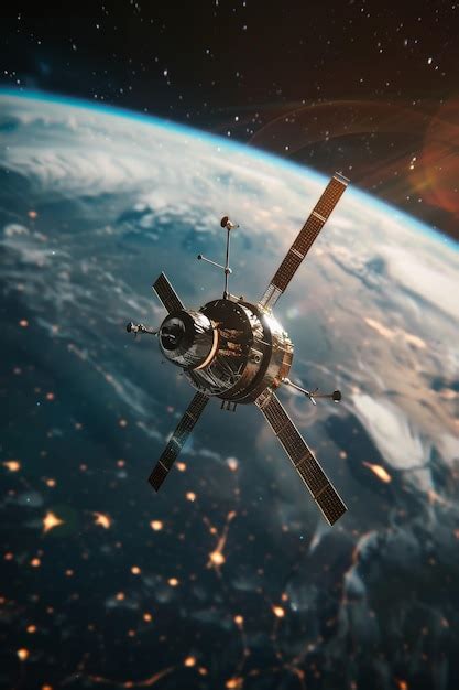 Satellite In Earth Orbit Generative Ai Premium Ai Generated Image